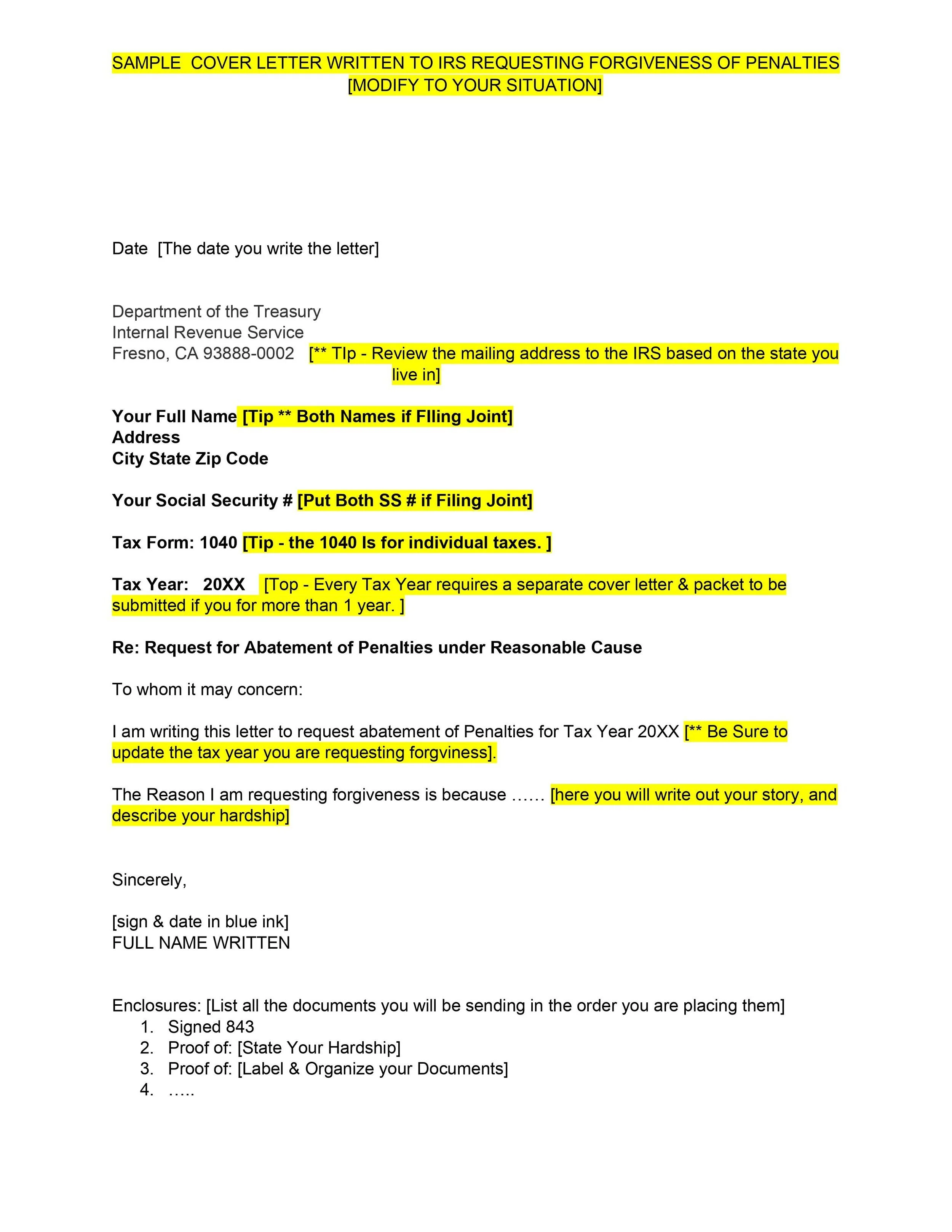 Irs Penalties Examples , Sample IRS Penalty Abatement Request Letter – QDGP