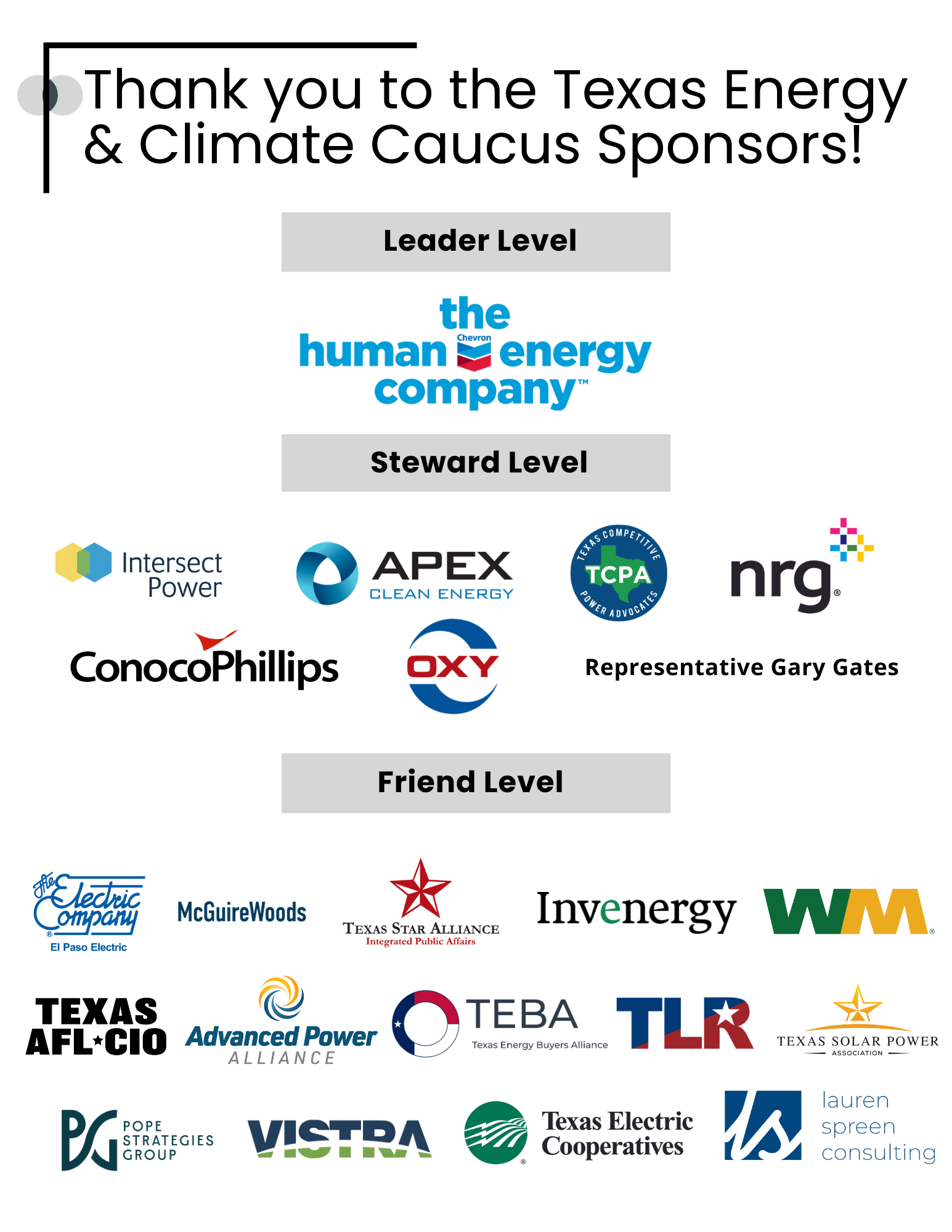 Sponsors — Texas Energy & Climate Caucus