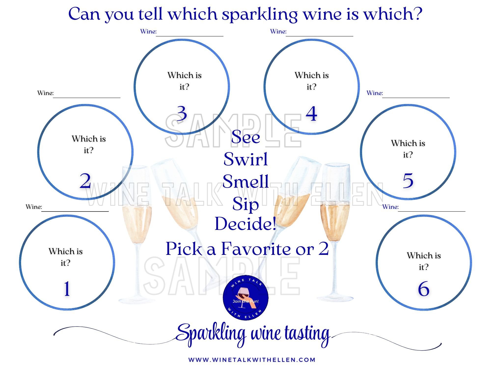 sparkling wine 6 glass tasting mat for comparing — Wine Talk With Elle ...