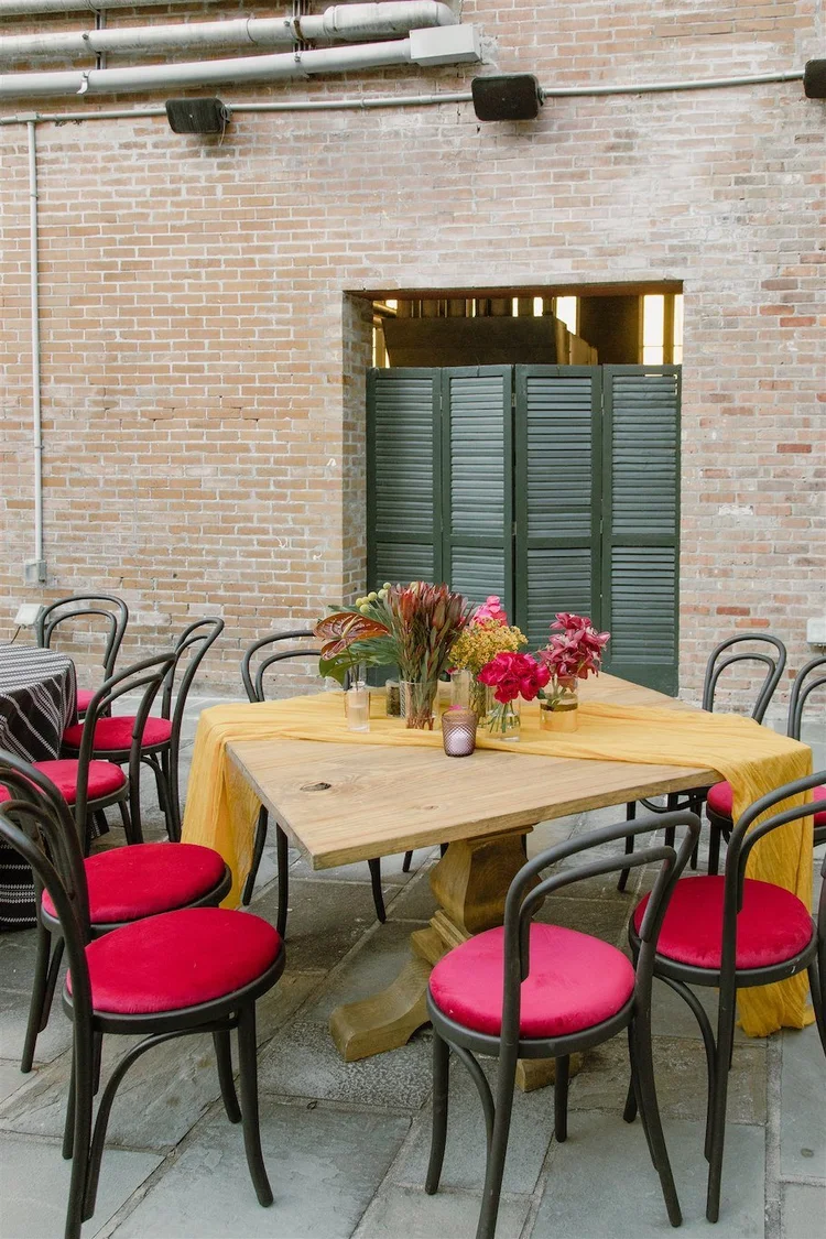 Natural Bentwood Chairs with Rust Velvet Cushions — Distressed Rentals