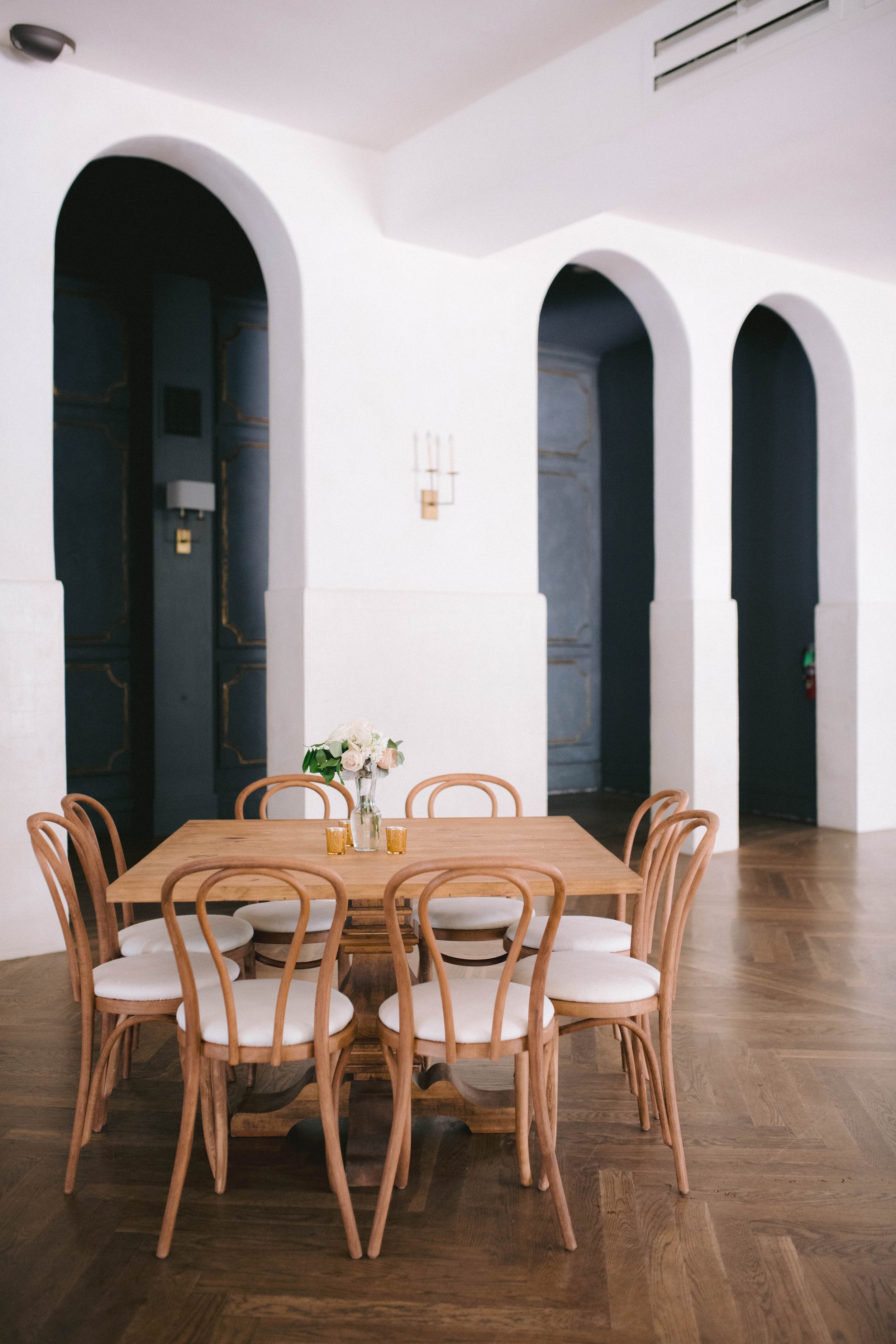 Natural Bentwood Chairs with Rust Velvet Cushions — Distressed Rentals