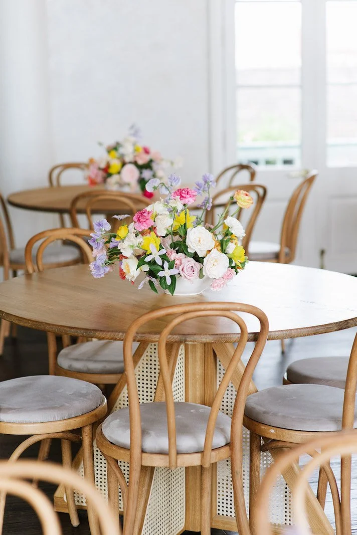 Natural Bentwood Chairs with Rust Velvet Cushions — Distressed Rentals