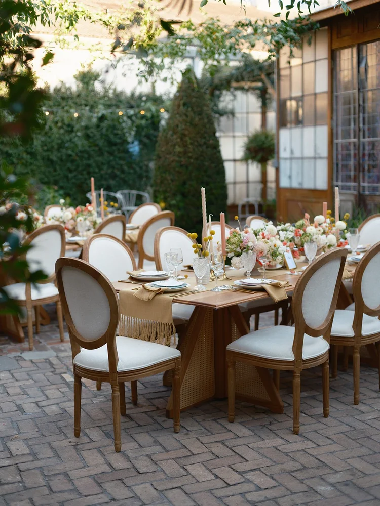Natural Bentwood Chairs with Rust Velvet Cushions — Distressed Rentals