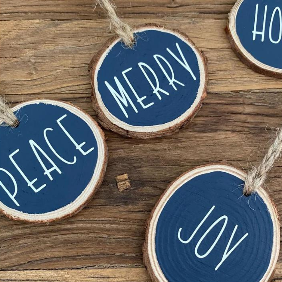 NAVY BLUE Wooden Christmas Ornaments - Set of 6 — Michelle Leanne HOME