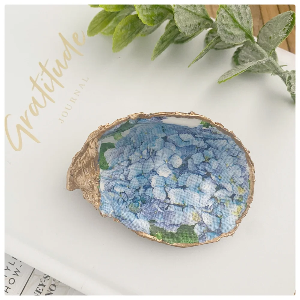 Oyster Shell Ring Dish - Forget Me Nots — Michelle Leanne HOME