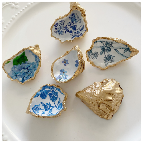 Oyster Shell Ring Dish - Forget Me Nots — Michelle Leanne HOME