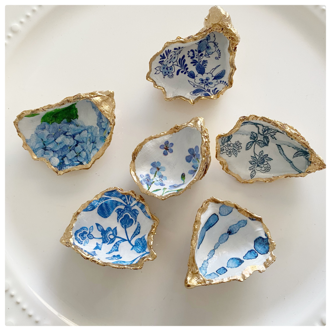 Oyster Shell Ring Dish - Forget Me Nots — Michelle Leanne HOME
