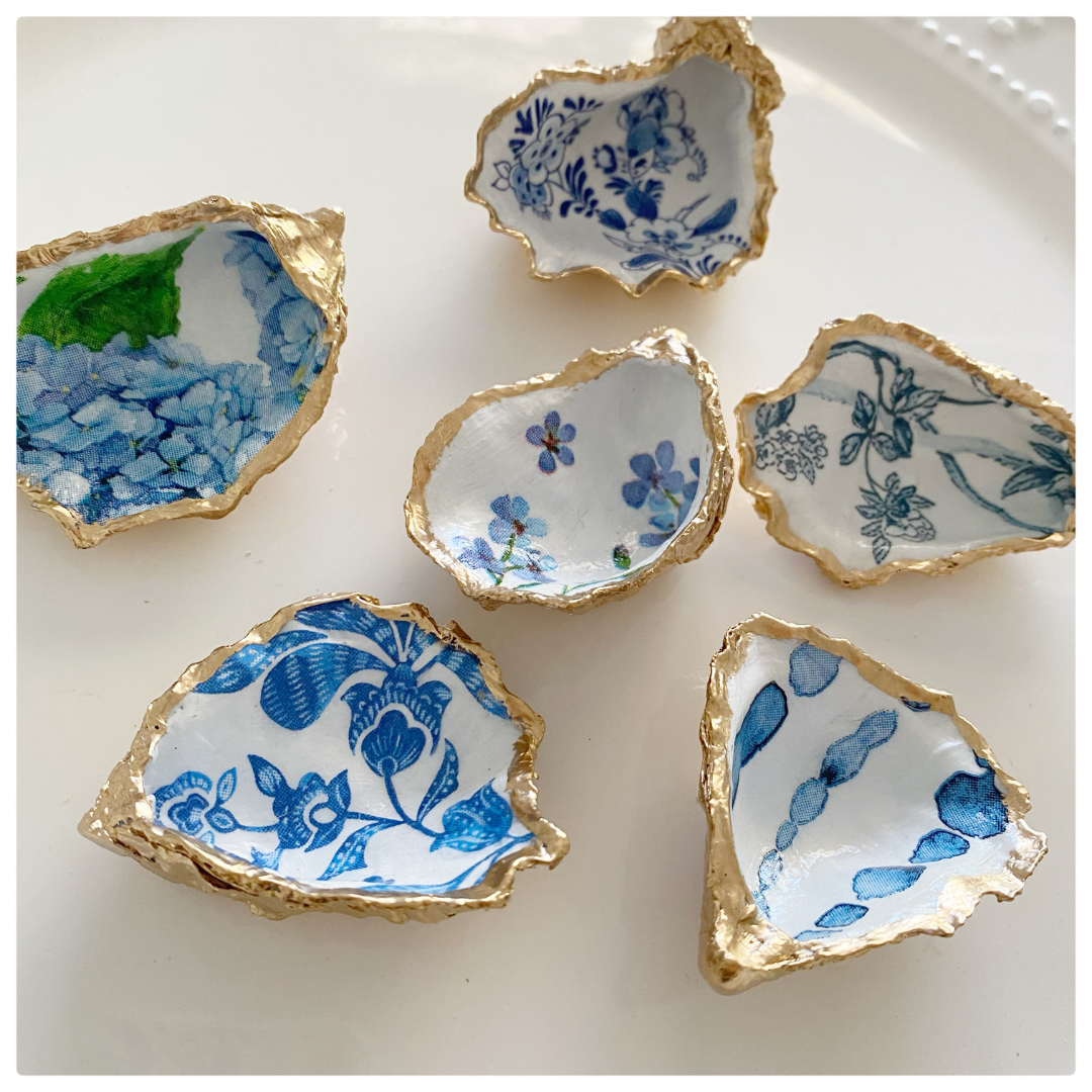 Oyster Shell Ring Dish - Forget Me Nots — Michelle Leanne HOME