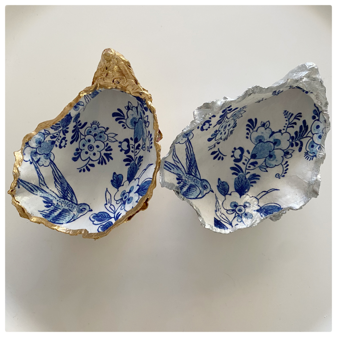 Oyster Shell Ring Dish - Forget Me Nots — Michelle Leanne HOME