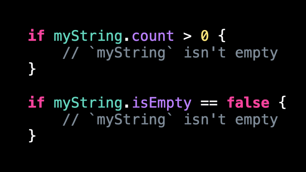 Bad practice: testing if a String is empty — Swift with Vincent