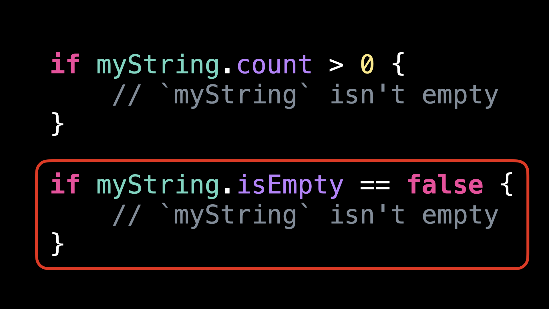 Bad practice: testing if a String is empty — Swift with Vincent