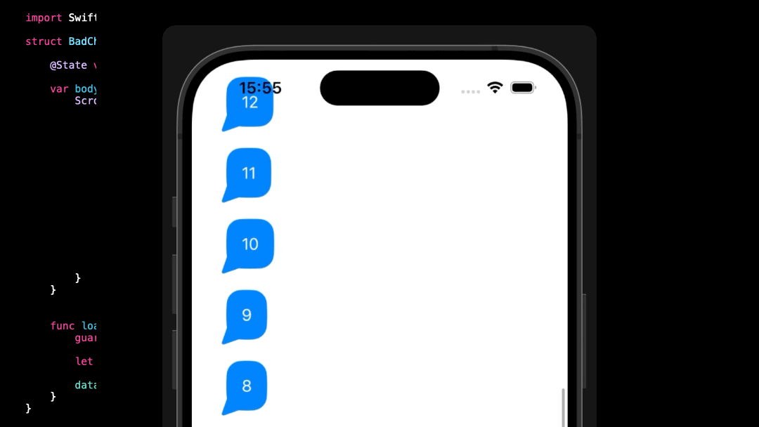 Building the inverted scroll of a messaging app — Swift with Vincent