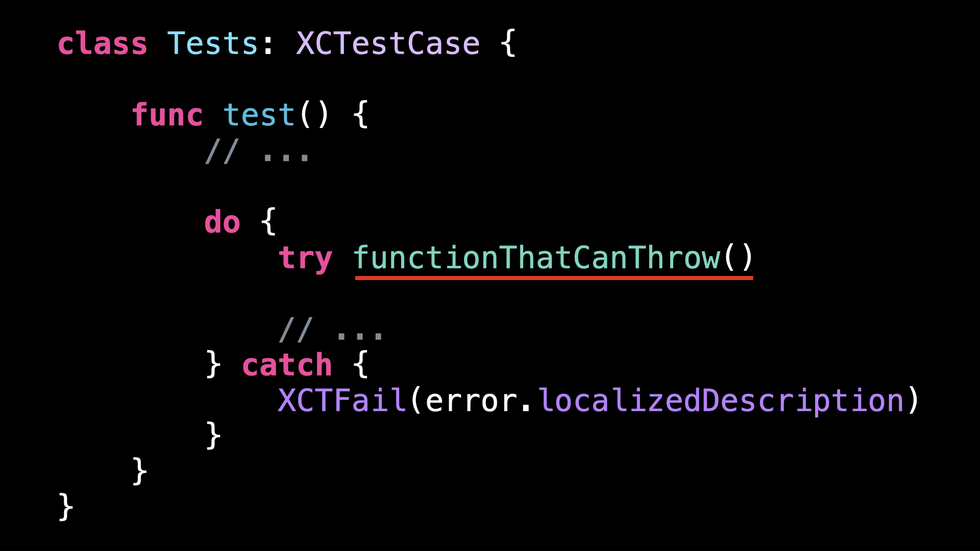 Bad practice: not using throwing tests — Swift with Vincent