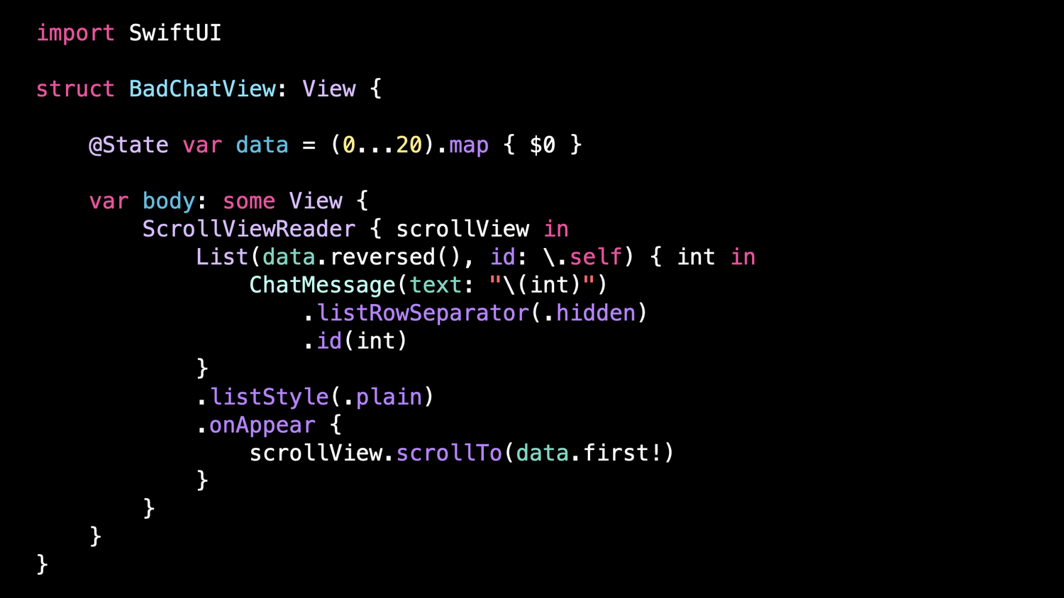 Building the inverted scroll of a messaging app — Swift with Vincent