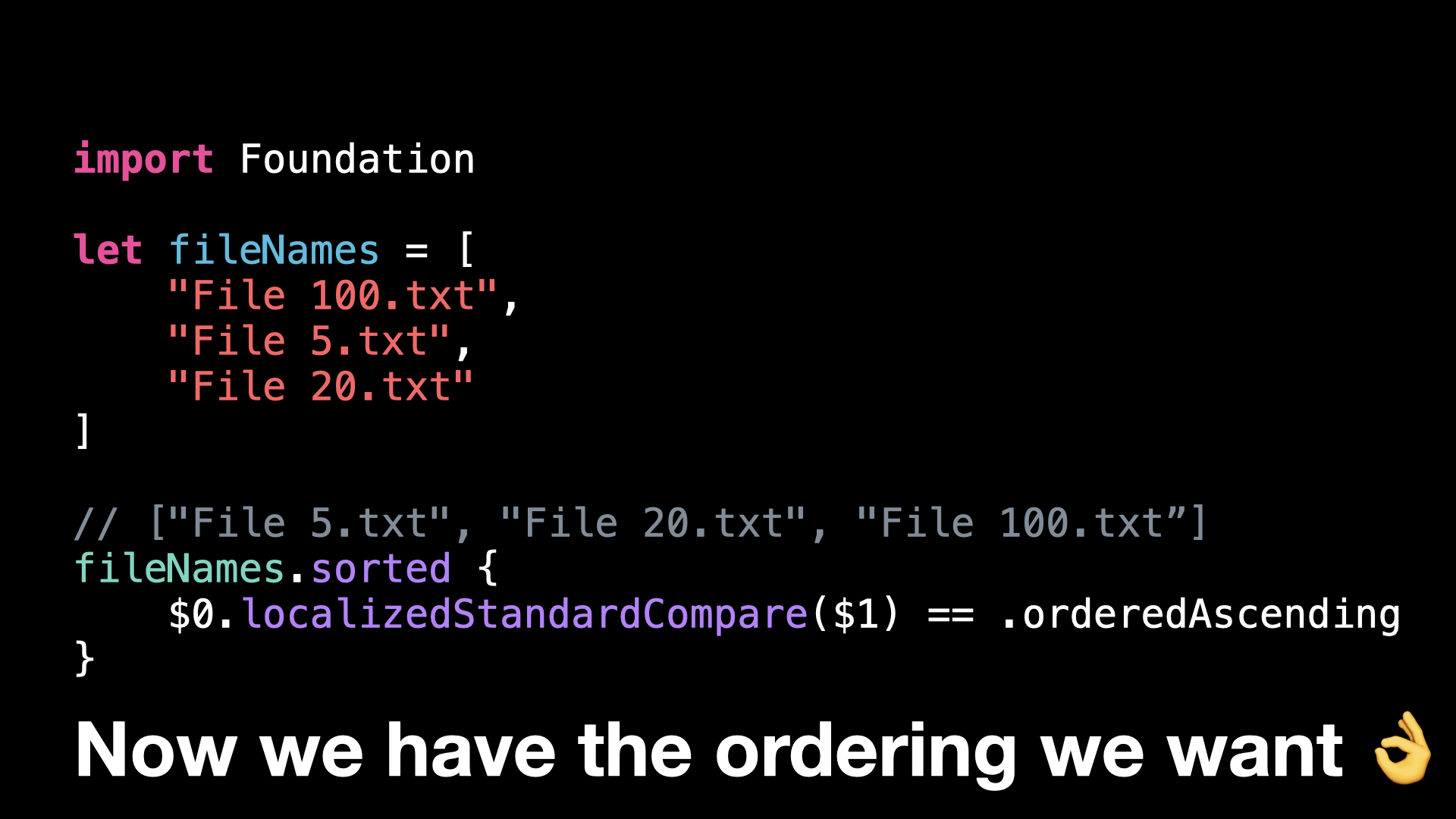 Discover localizedStandardCompare() — Swift with Vincent