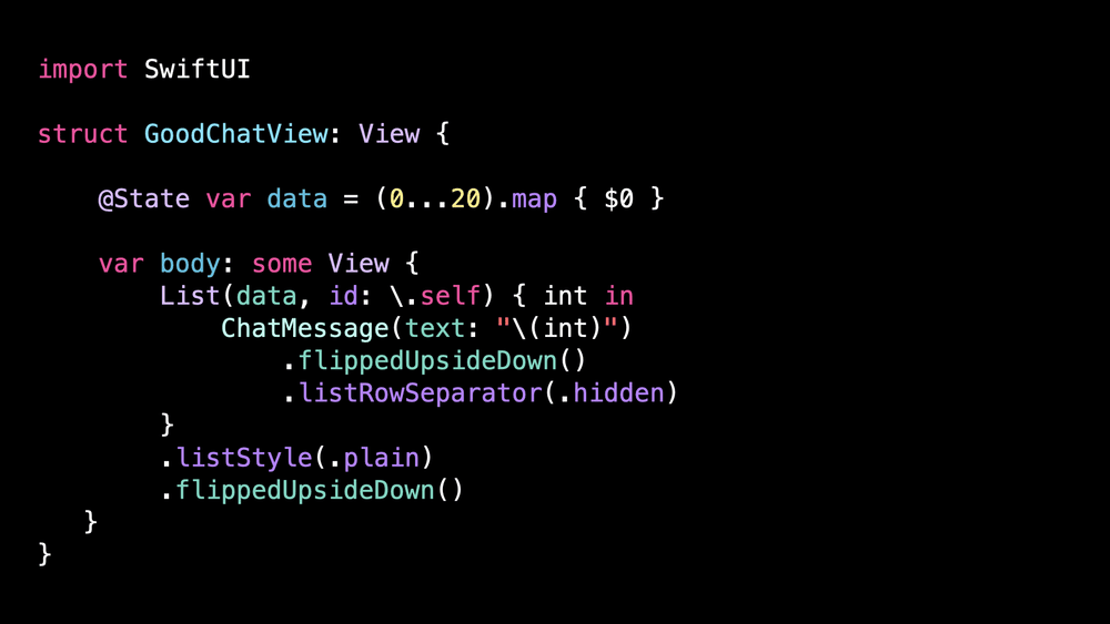 Building the inverted scroll of a messaging app — Swift with Vincent