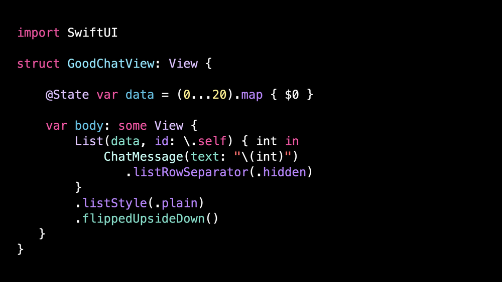 Building the inverted scroll of a messaging app — Swift with Vincent