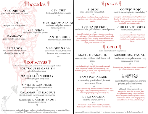 Menu — Corazón Corvallis