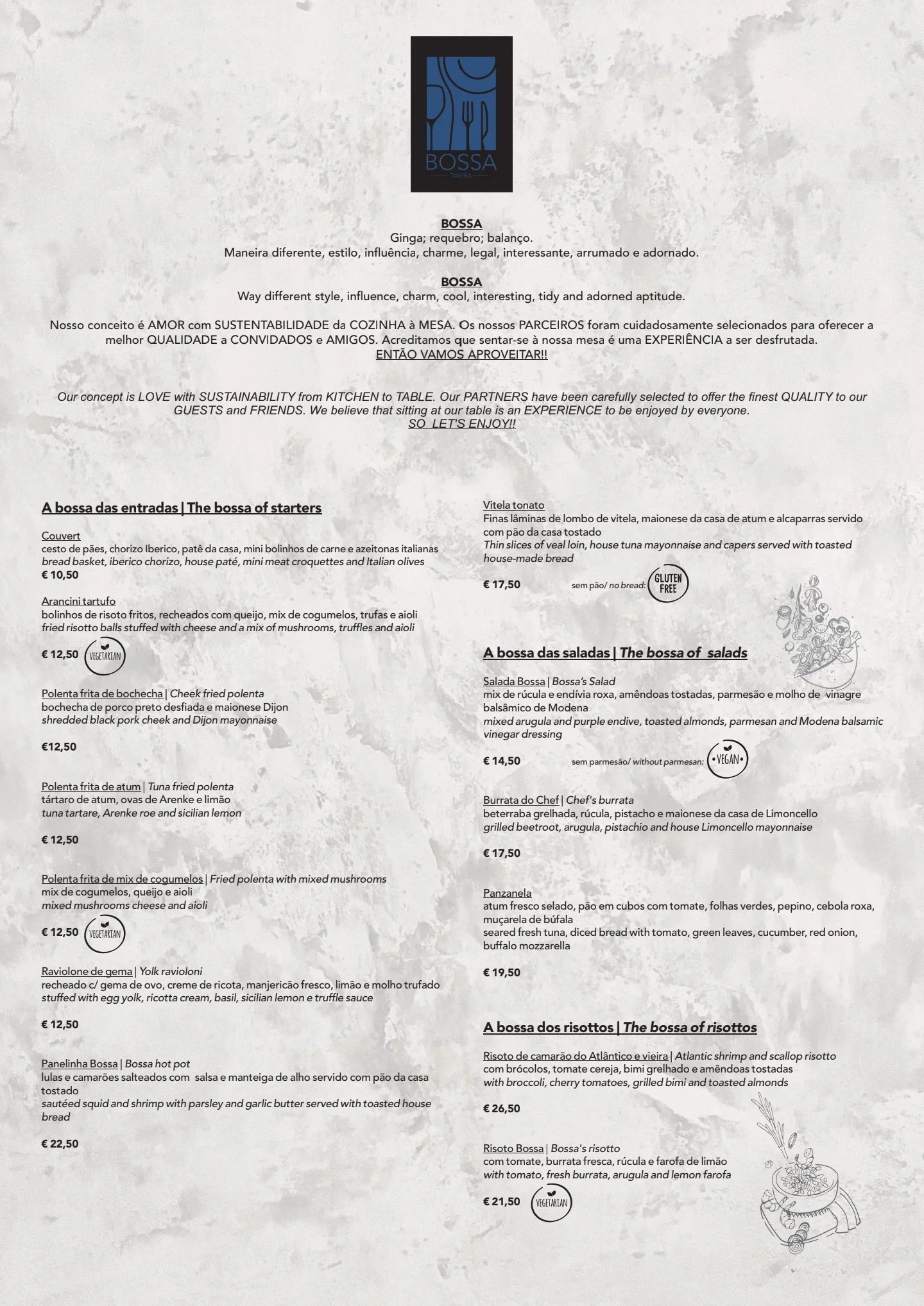 Menu 1 — Bossa Tavira