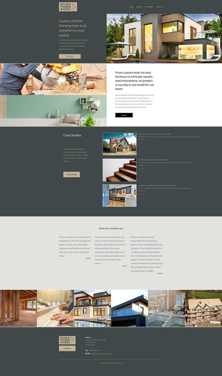 Devon Timber Works - Carpentry and Lumber Mill Squarespace Template — PixelHaze Academy