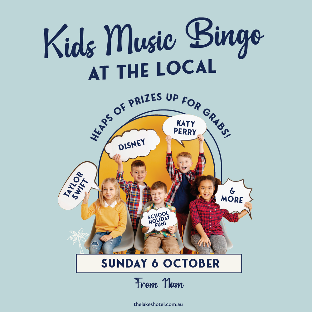 School Holidays Kids Music Bingo — The Lakes Hotel