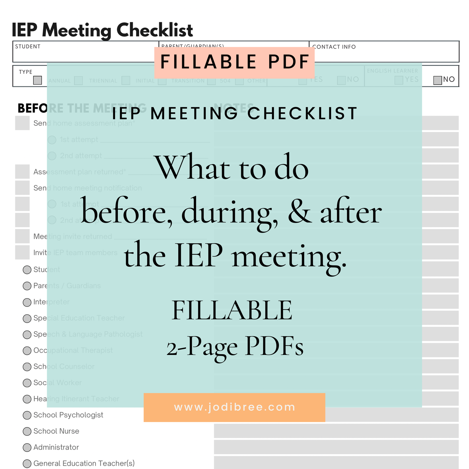IEP Meeting Checklist | IEP Checklist | Printable Checklist — Jodi Romero