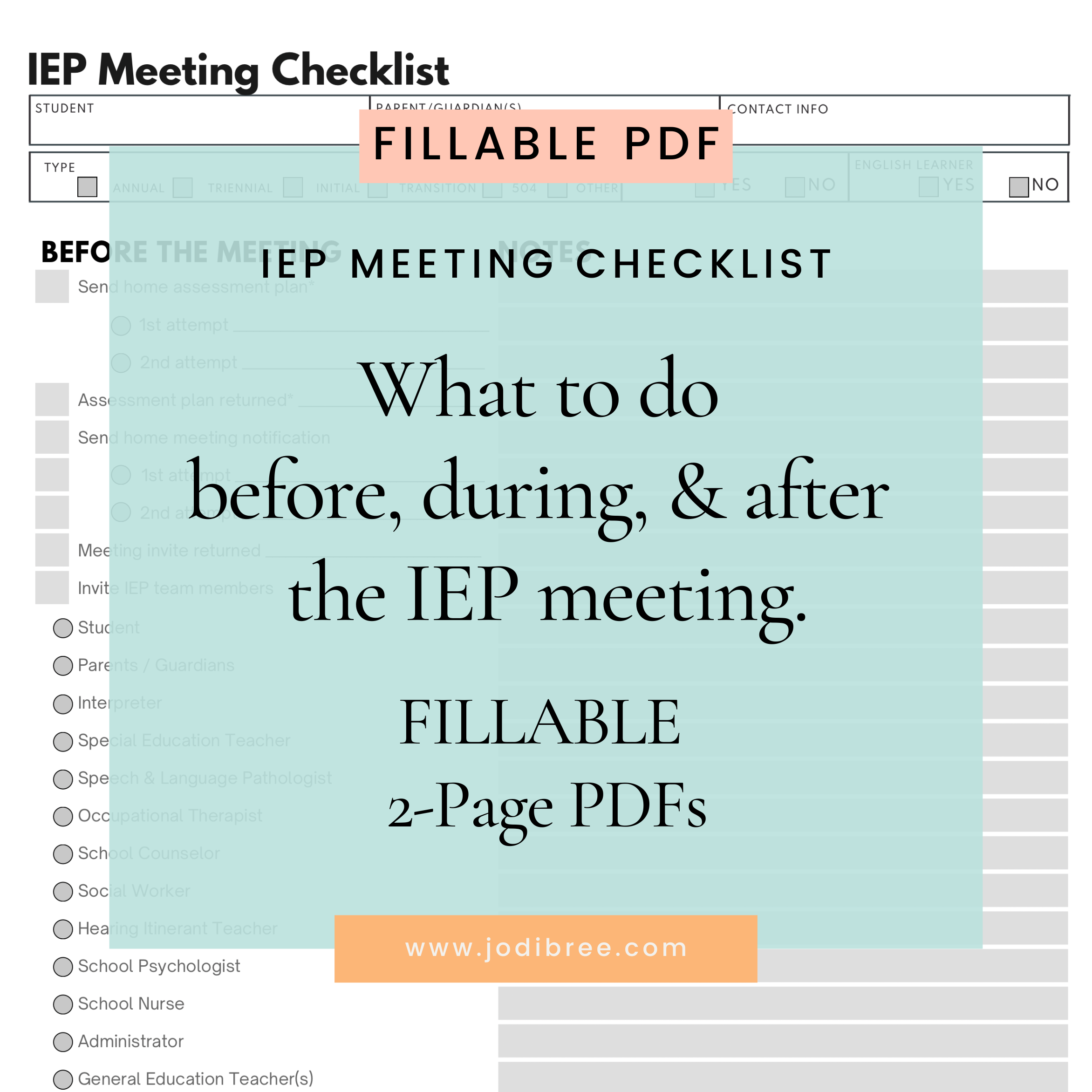 IEP Meeting Checklist | IEP Checklist | Printable Checklist — Jodi Romero