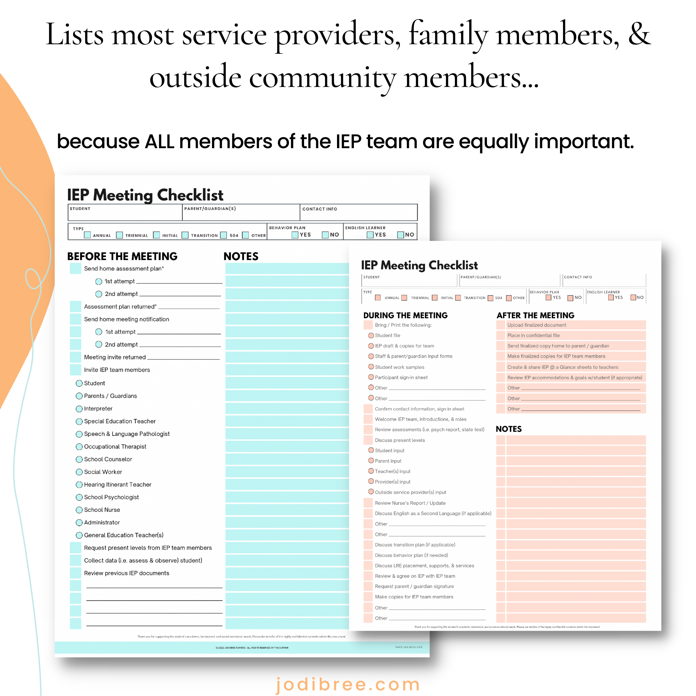 IEP Meeting Checklist | IEP Checklist | Printable PDF — Jodi Romero