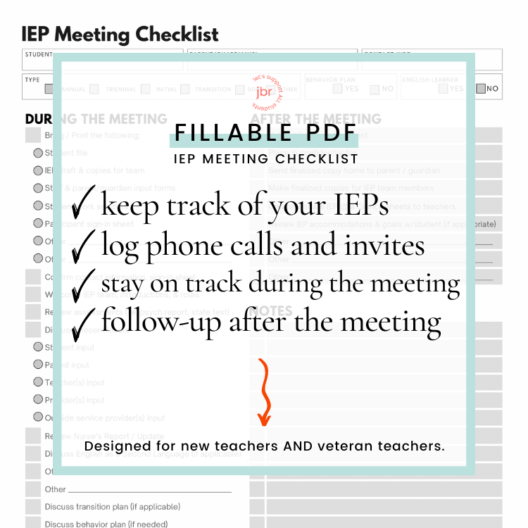 IEP Meeting Checklist | IEP Checklist | Printable Checklist — Jodi Romero
