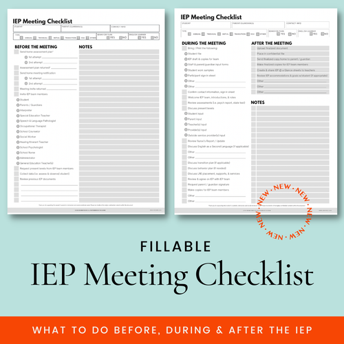 IEP Meeting Checklist | IEP Checklist | Printable Checklist — Jodi Romero