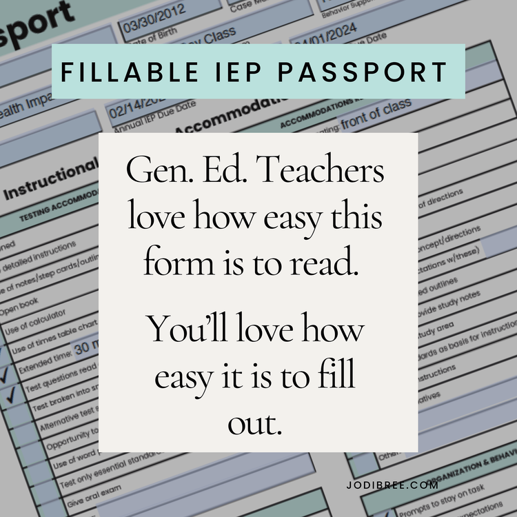 IEP Passport | IEP @ a Glance | IEP Snapshot | Printable PDF — Jodi Romero