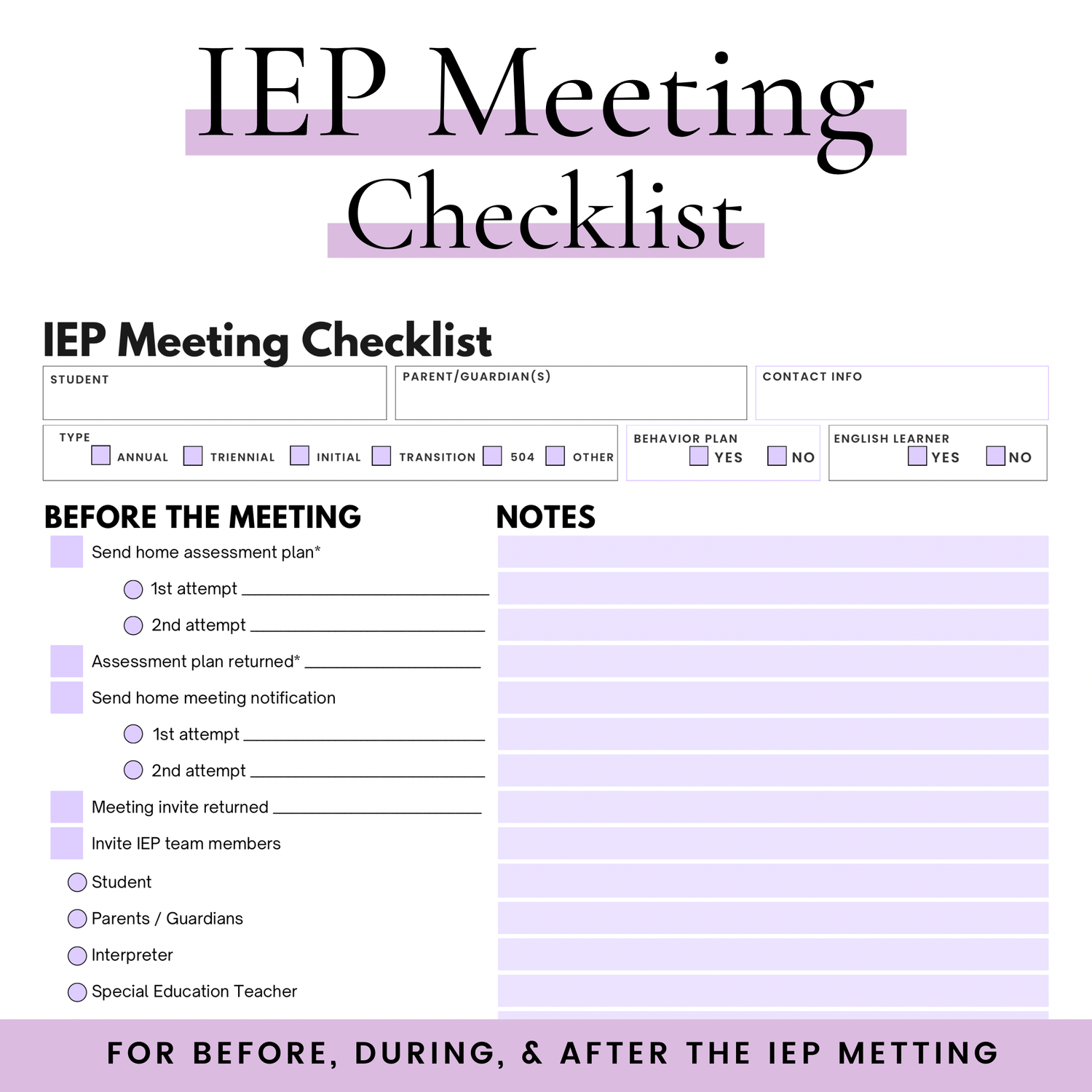 IEP Meeting Checklist | IEP Checklist | Printable Checklist — Jodi Romero