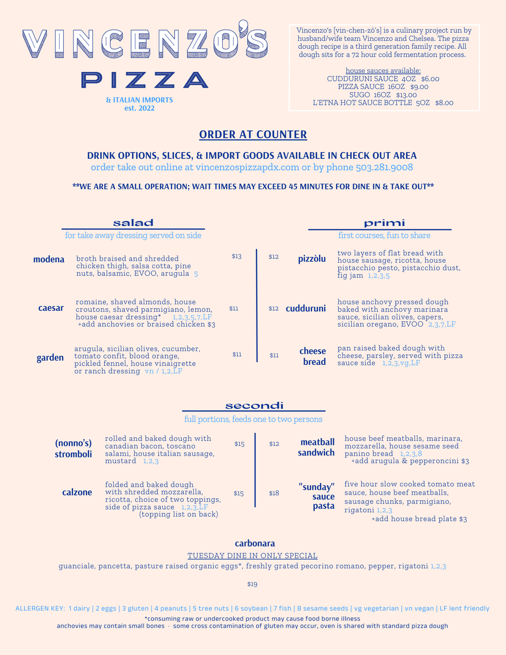 menu — Vincenzo's Pizza