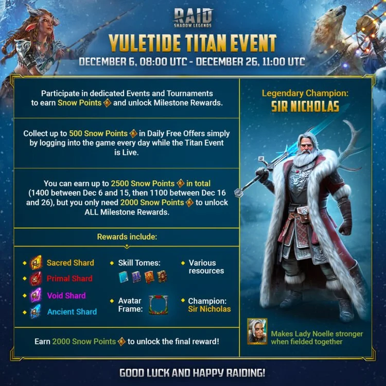 RAID IS GIVING US A FREE LEGENDARY FOR CHRISTMAS | Update and Events ...