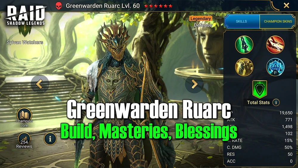 Greenwarden Ruarc Legendary Champion Build Guide: Masteries, Items and Blessings Raid Shadow ...