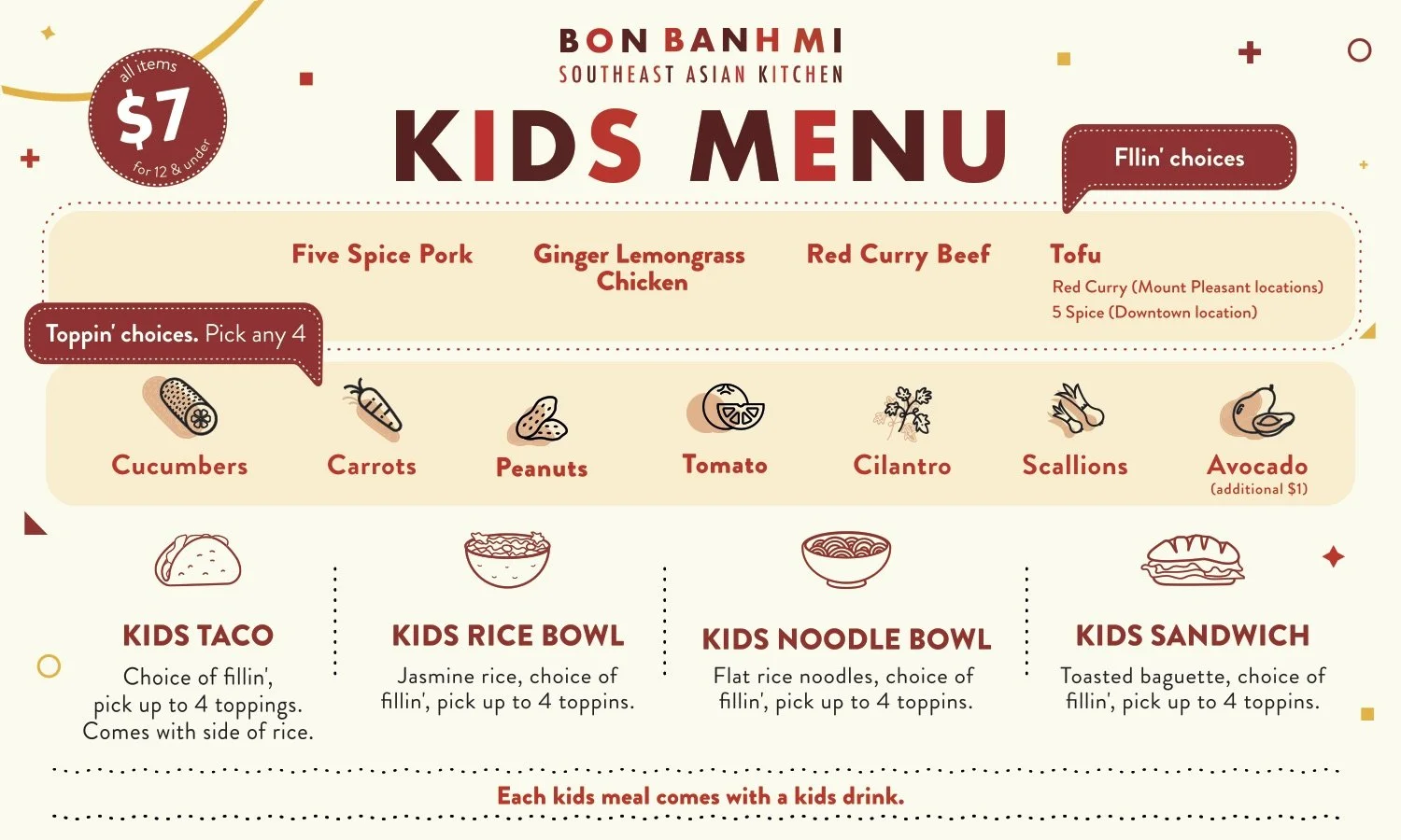 KIDS MENU — BON BANH MI