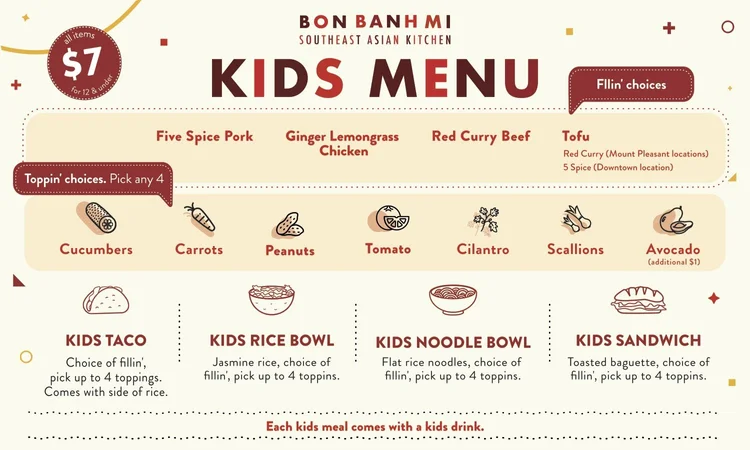 KIDS MENU | Delicious Kids Meals – Order Today — BON BANH MI