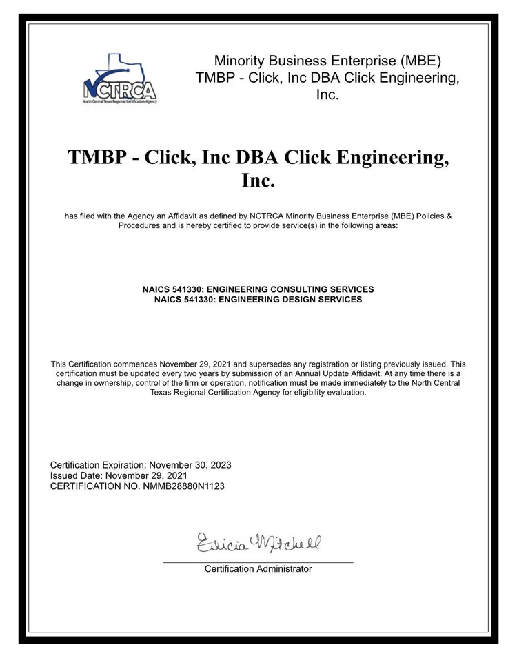 Certifications — Click Engineering