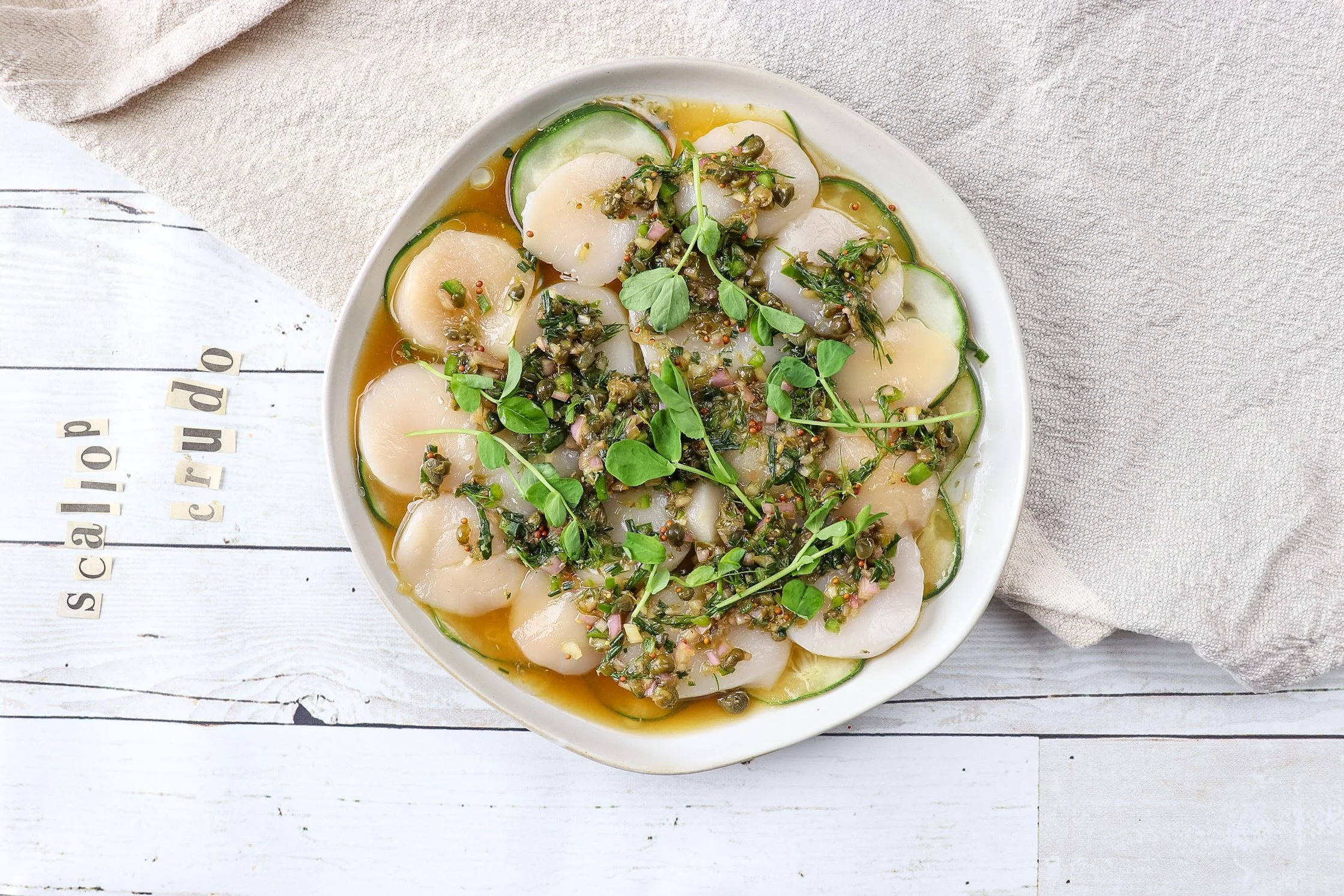 Scallop Crudo with Herbs and Brine — The Briny Babe