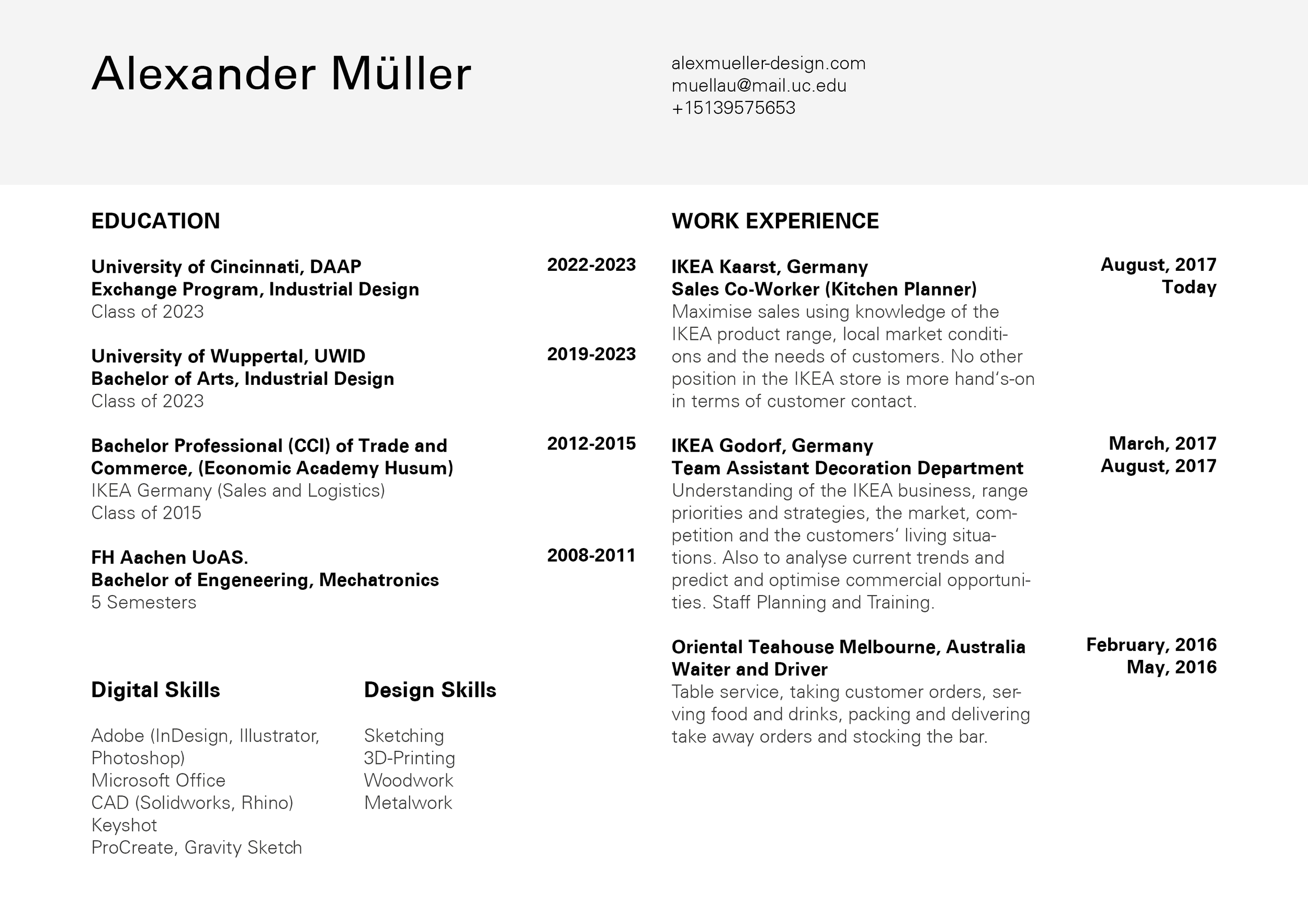 Resume — ALEXANDER MÜLLER