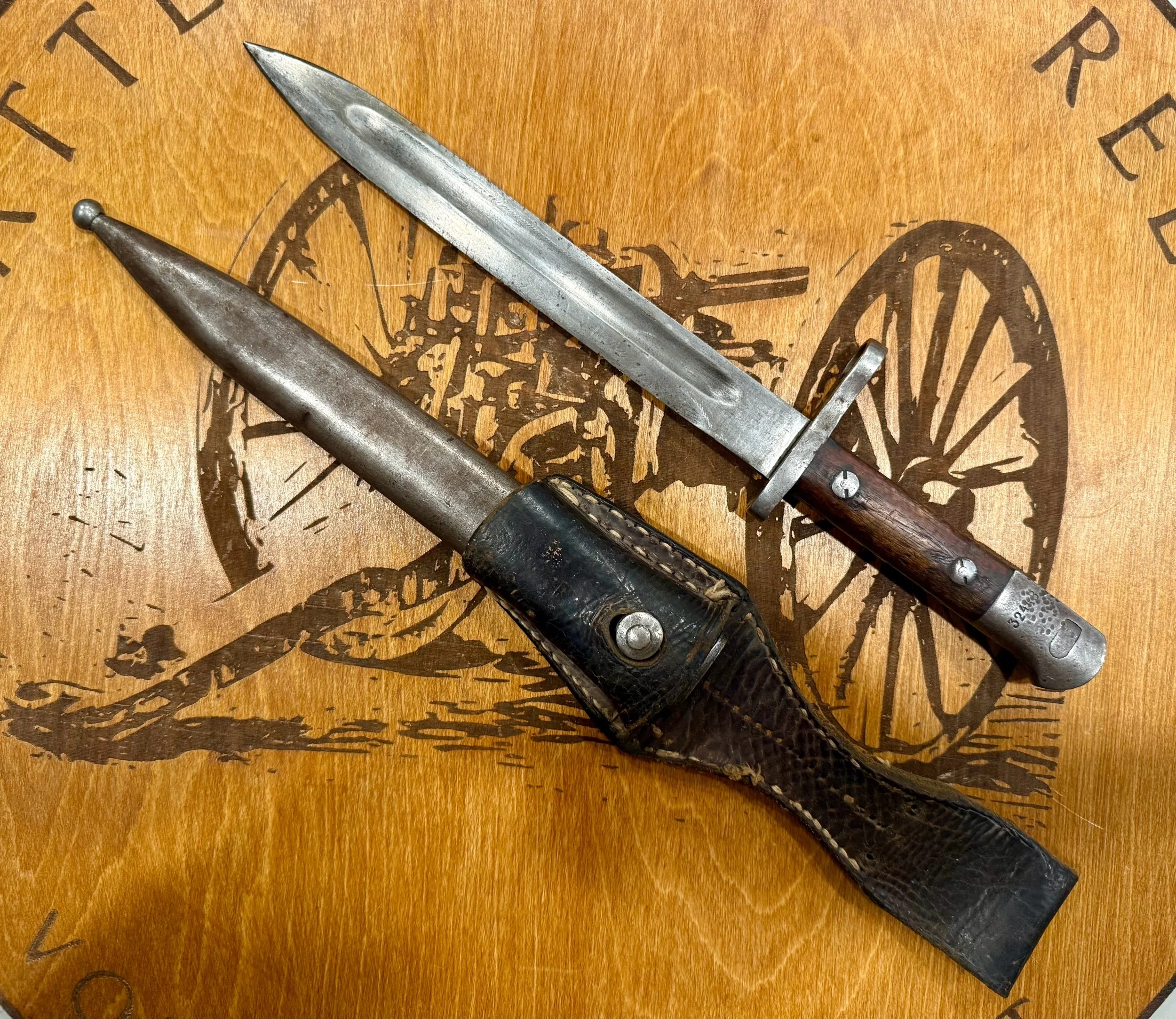 WW2 Turkish Mauser M1935 Bayonet w/ Scabbard & Original Leather Frog ...