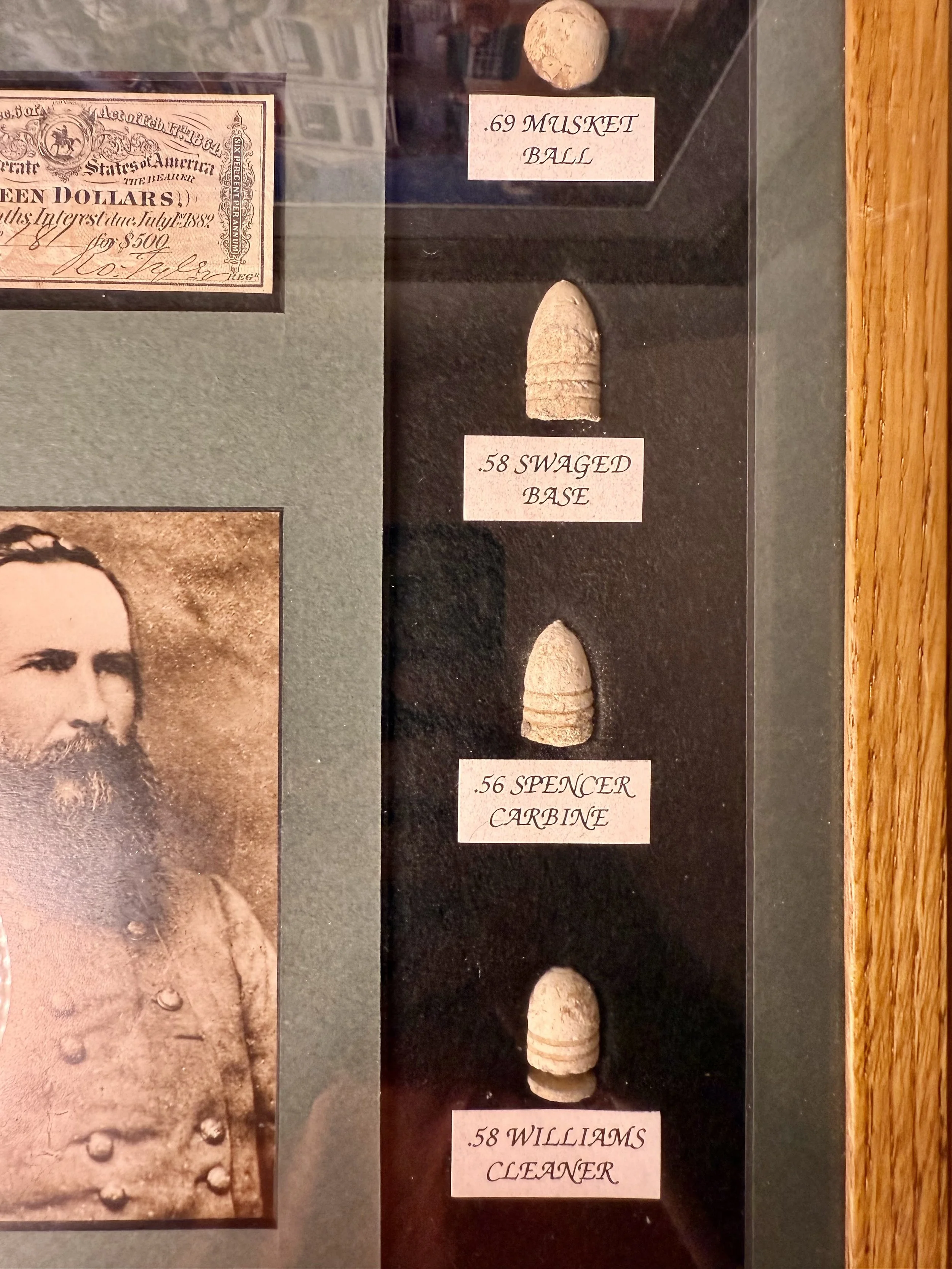 Civil War Display with Lee & Longstreet Portraits, Confederate Bullets ...