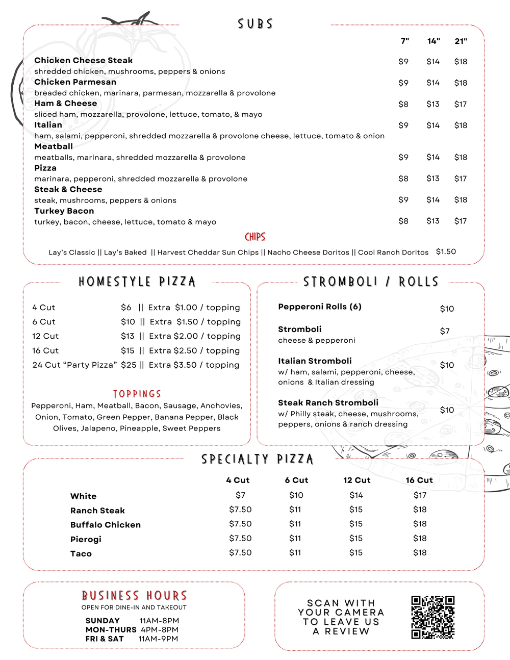 Menu — Gino's Pizza of Ligonier