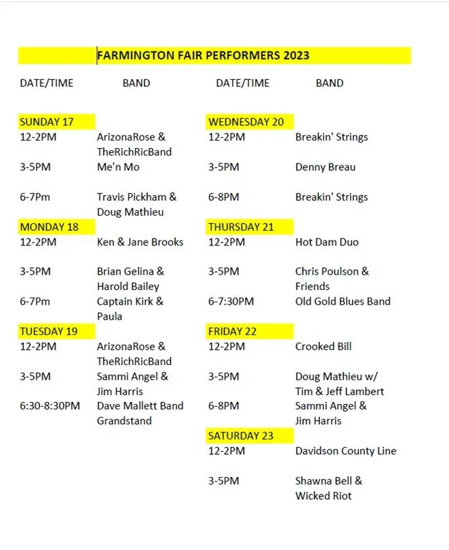 Gazebo Music Line-Up — Farmington Fair