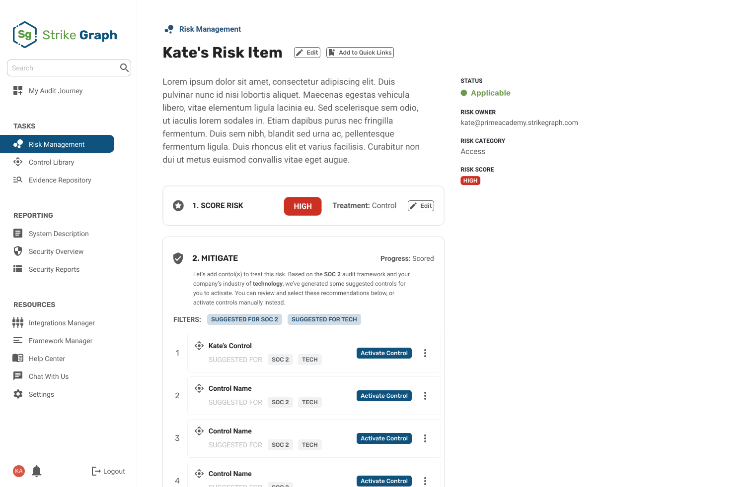 Strike Graph — Kate Arneson