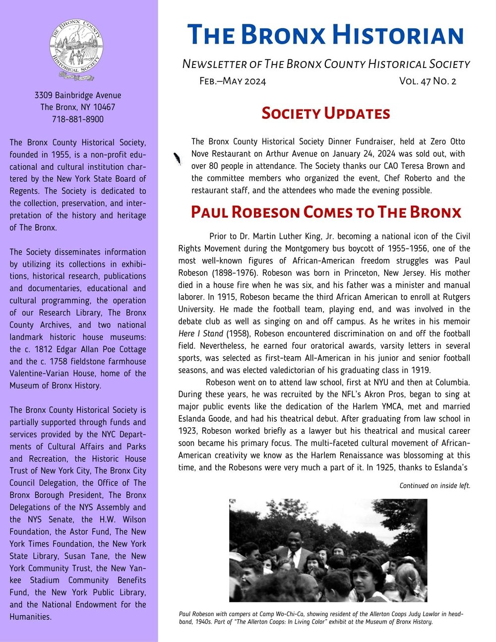 Newsletters — The Bronx County Historical Society