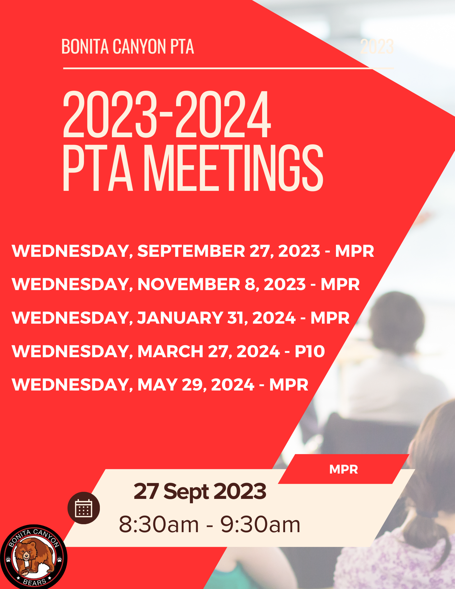 General PTA Meetings — Bonita Canyon PTA | Irvine, California