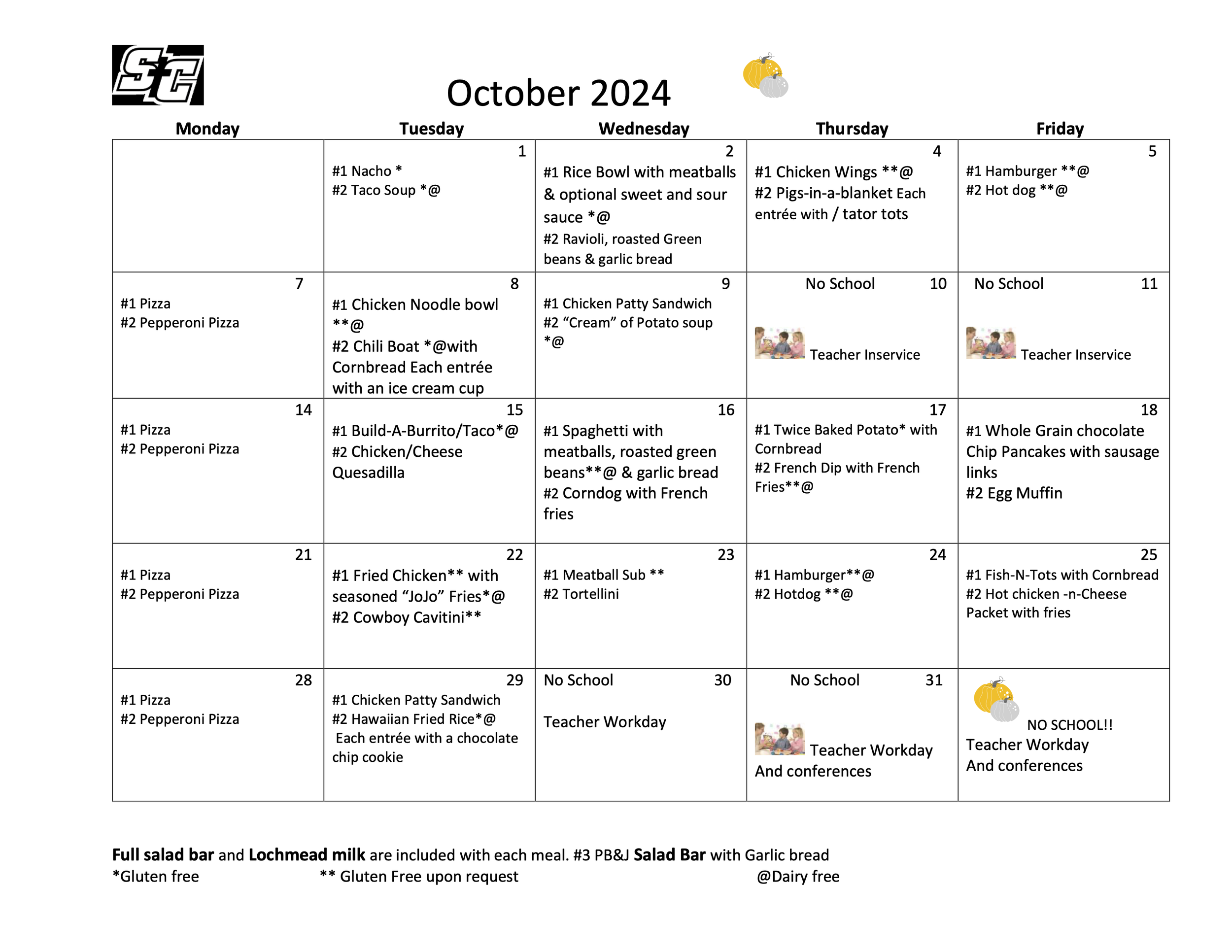 Lunch Menus — Santiam Christian Schools