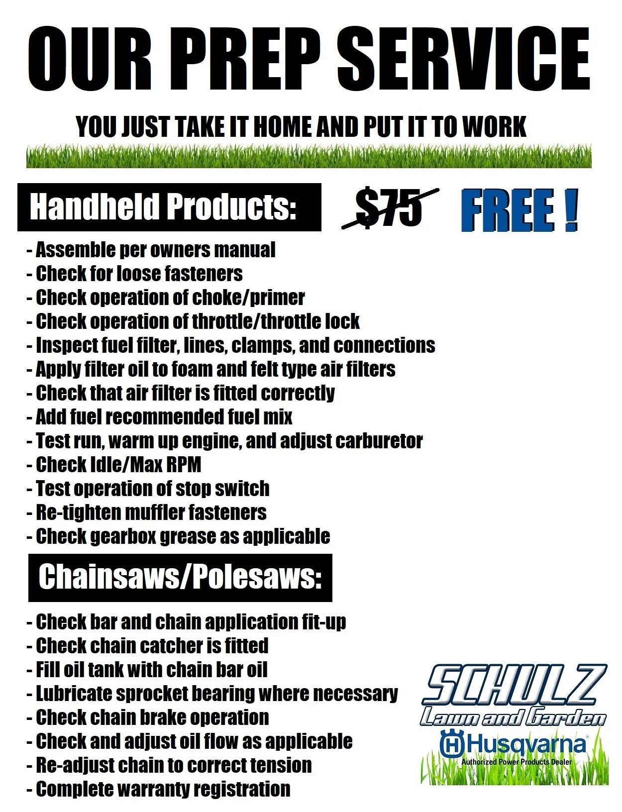 Schulz Lawn and Garden, Husqvarna Dealer — Schulz Service Center