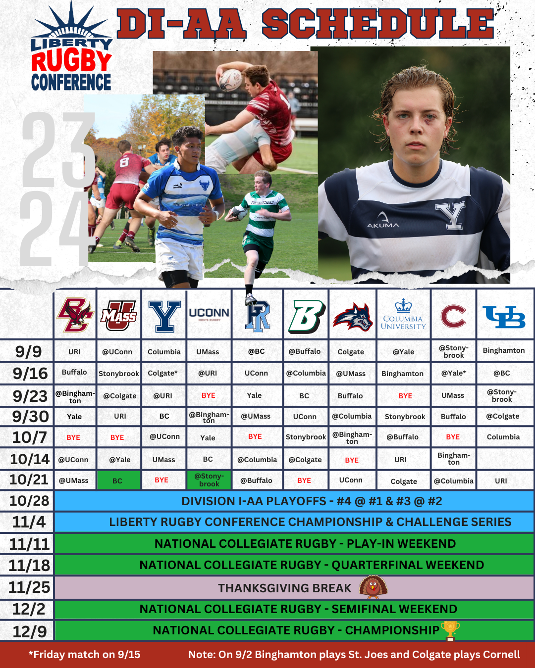 SCHEDULE — Liberty Rugby Conference